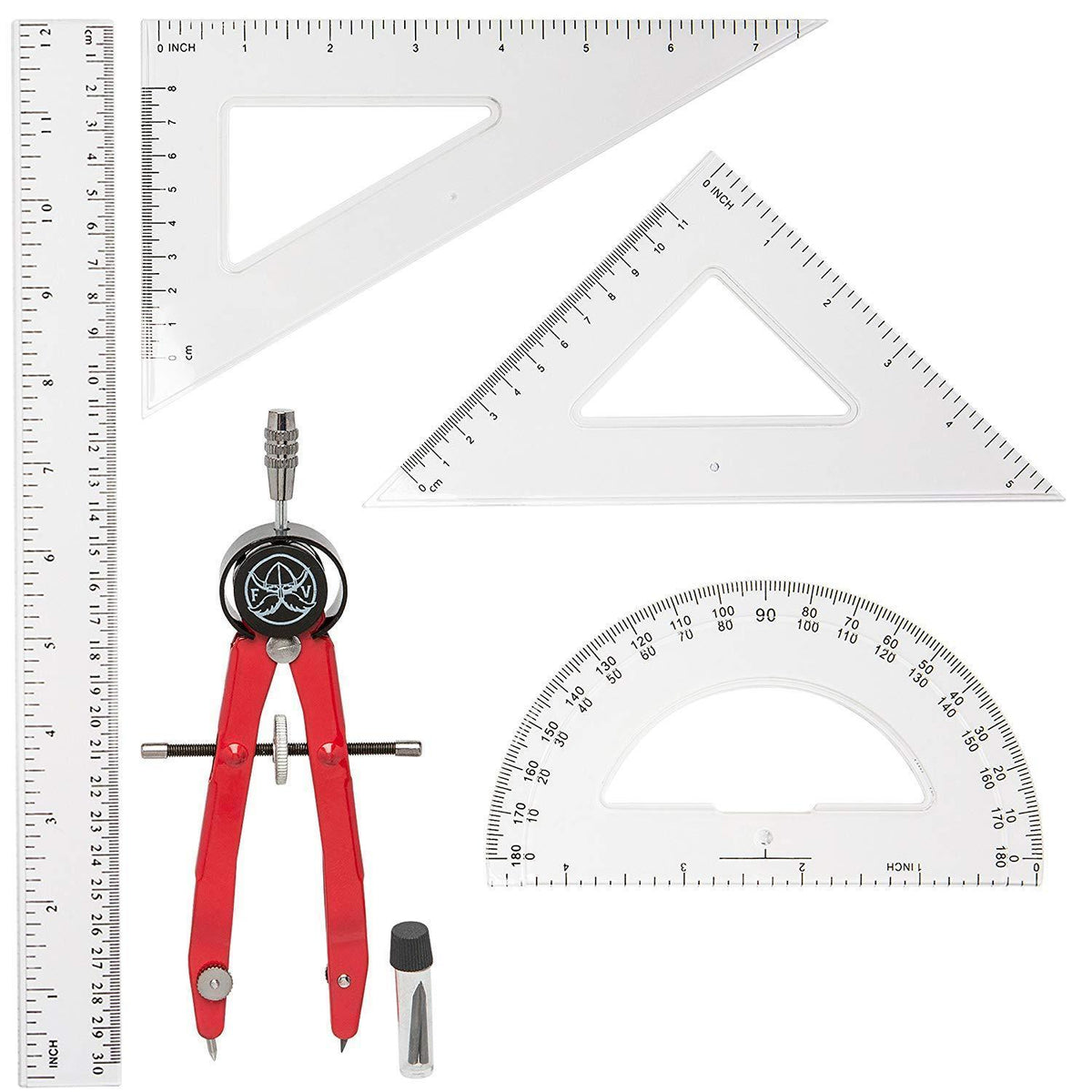 Protractor and Compass for Geometry for Kids with Rulers and Two Set S ...
